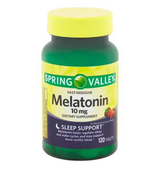 Fast-Dissolve Melatonin Tablets, 10 mg, 120 count - Spring Valley ...