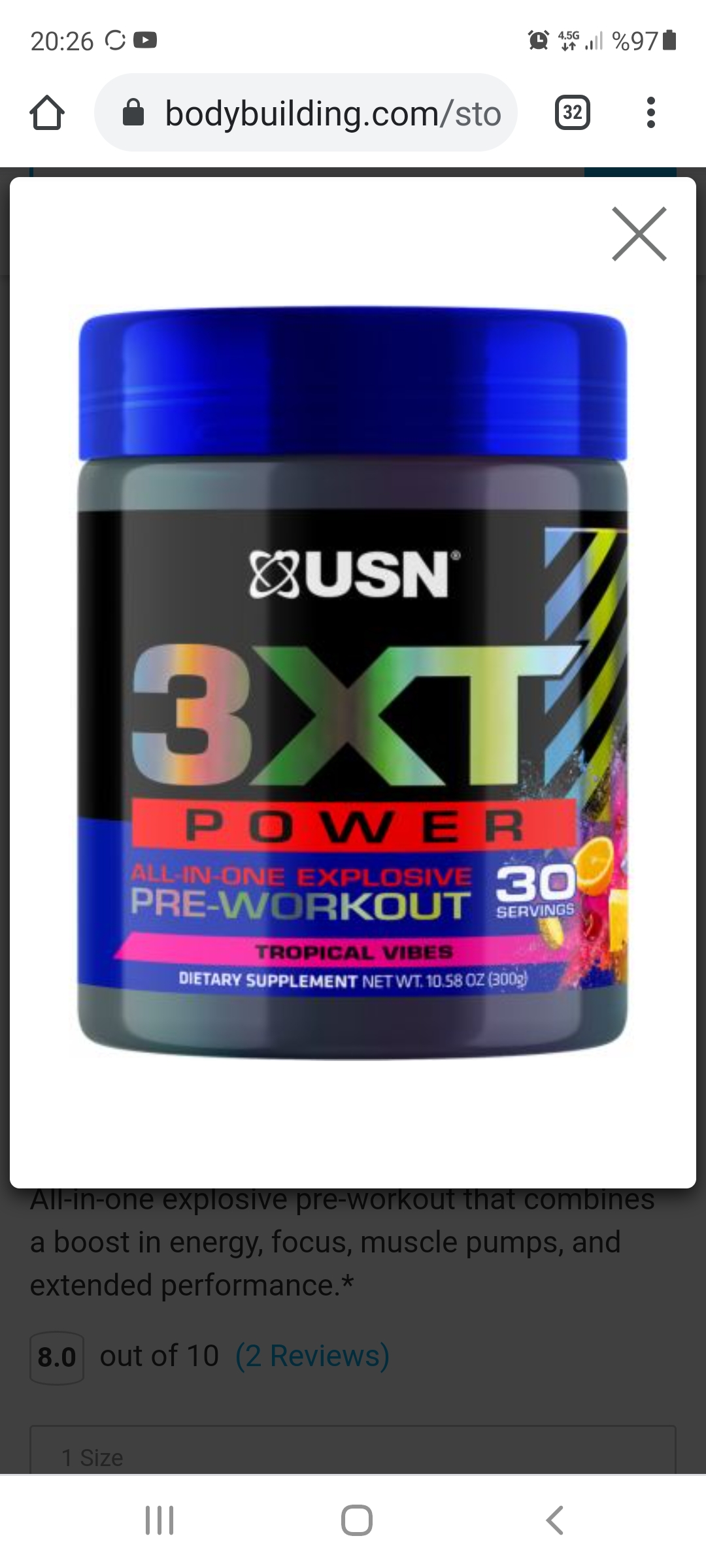 3XT Power Pre Workout, Tropical Vibes, 30 Servings - USN | site:name ...